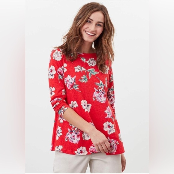 Joules | Tops | Joules Harbour Lt Swing Top In Red Floral Size 6 | Poshmark